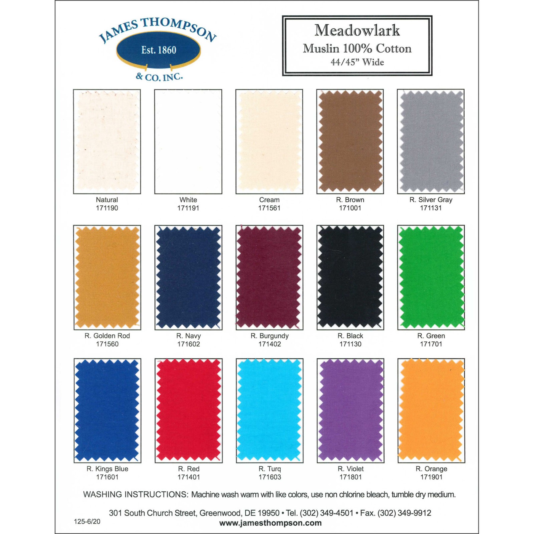 Meadowlark Muslin Color Card | EE Schenck Company