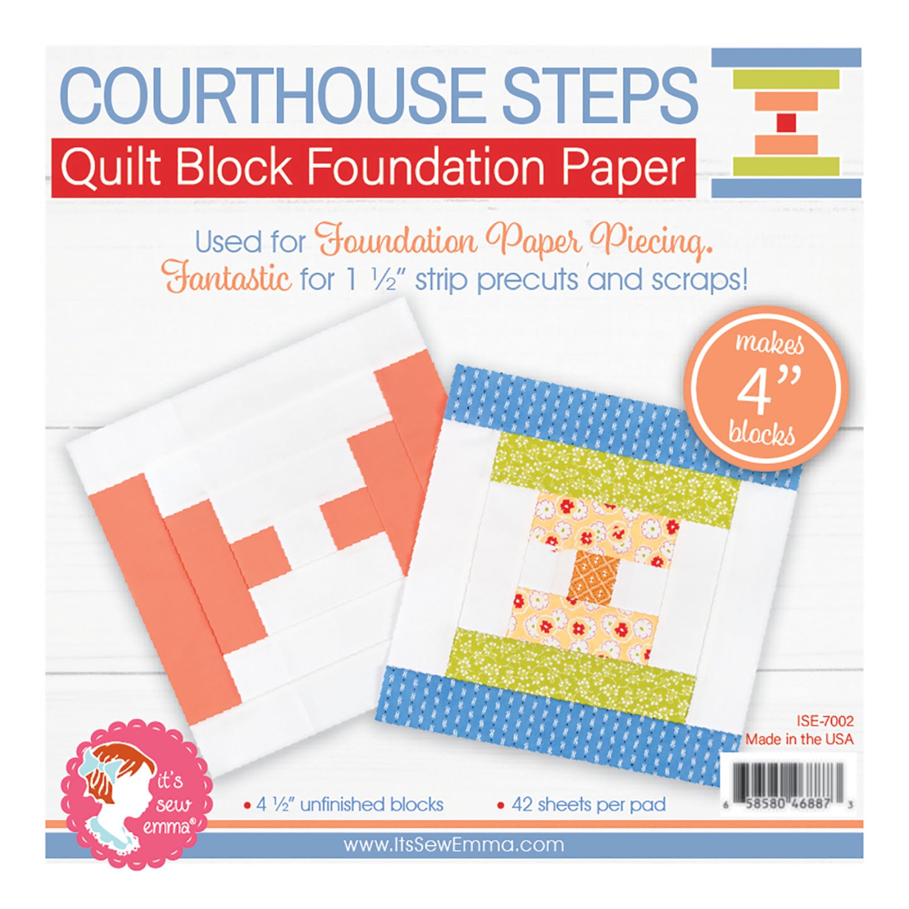 4" Courthouse Steps Quilt Block Foundation Paper | EE Schenck Company