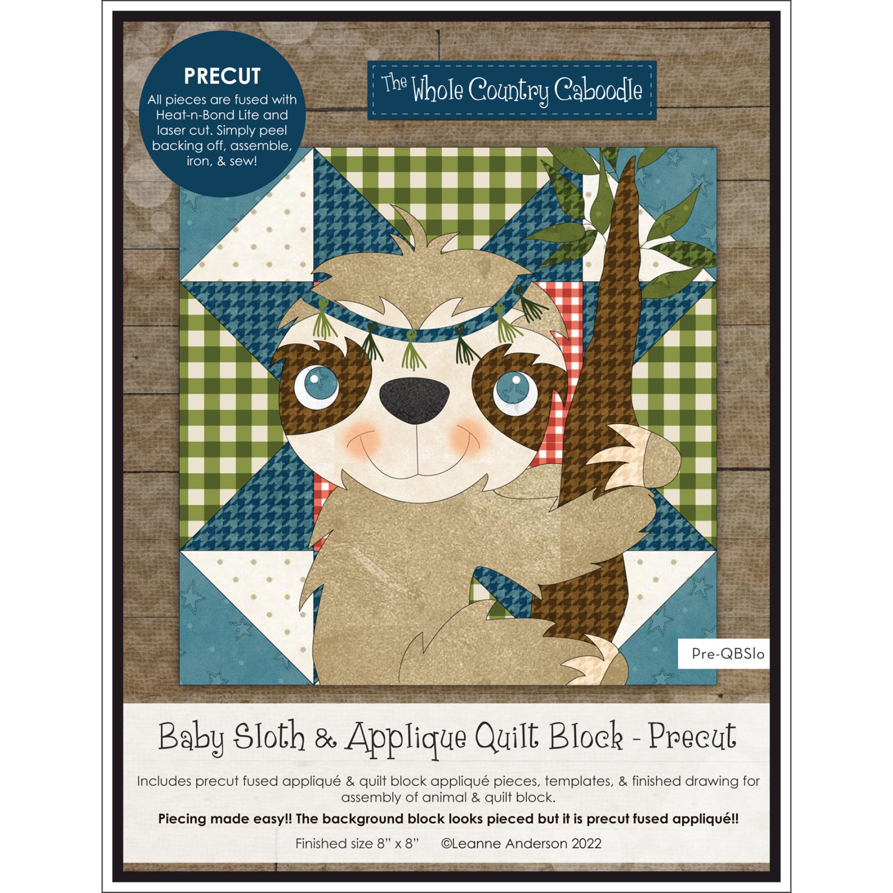 Baby Sloth & Appliqu Quilt Block Precut Fused Appliqu Pack | EE Schenck ...