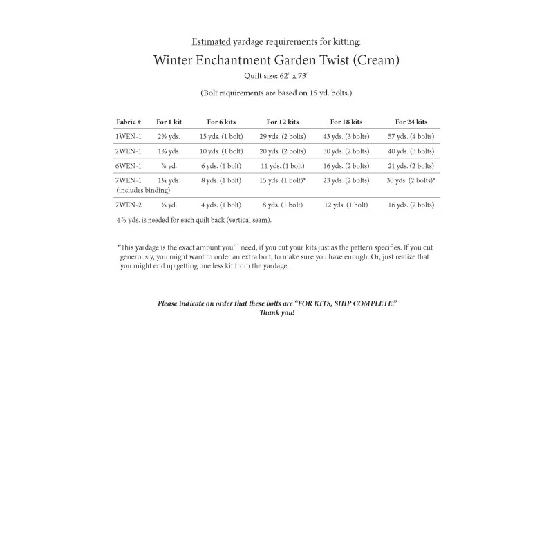 Winter Enchantment Cream Garden Twist Quilt Kit | EE Schenck Company