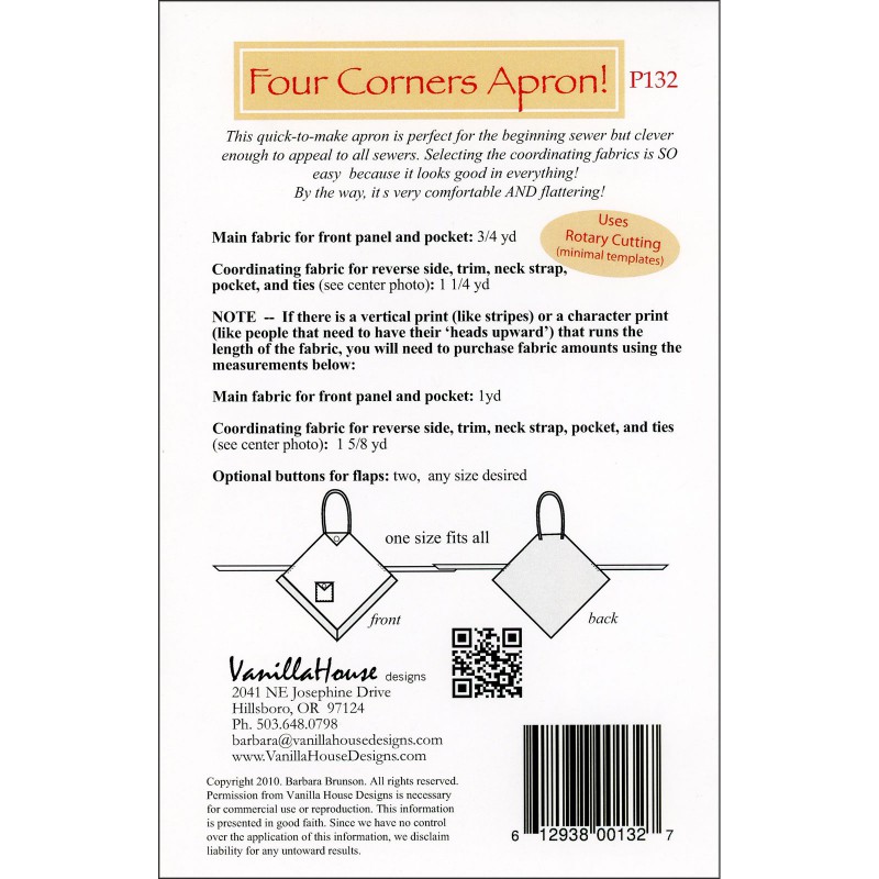 Four Corners Apron! - Patterns | EE Schenck Company