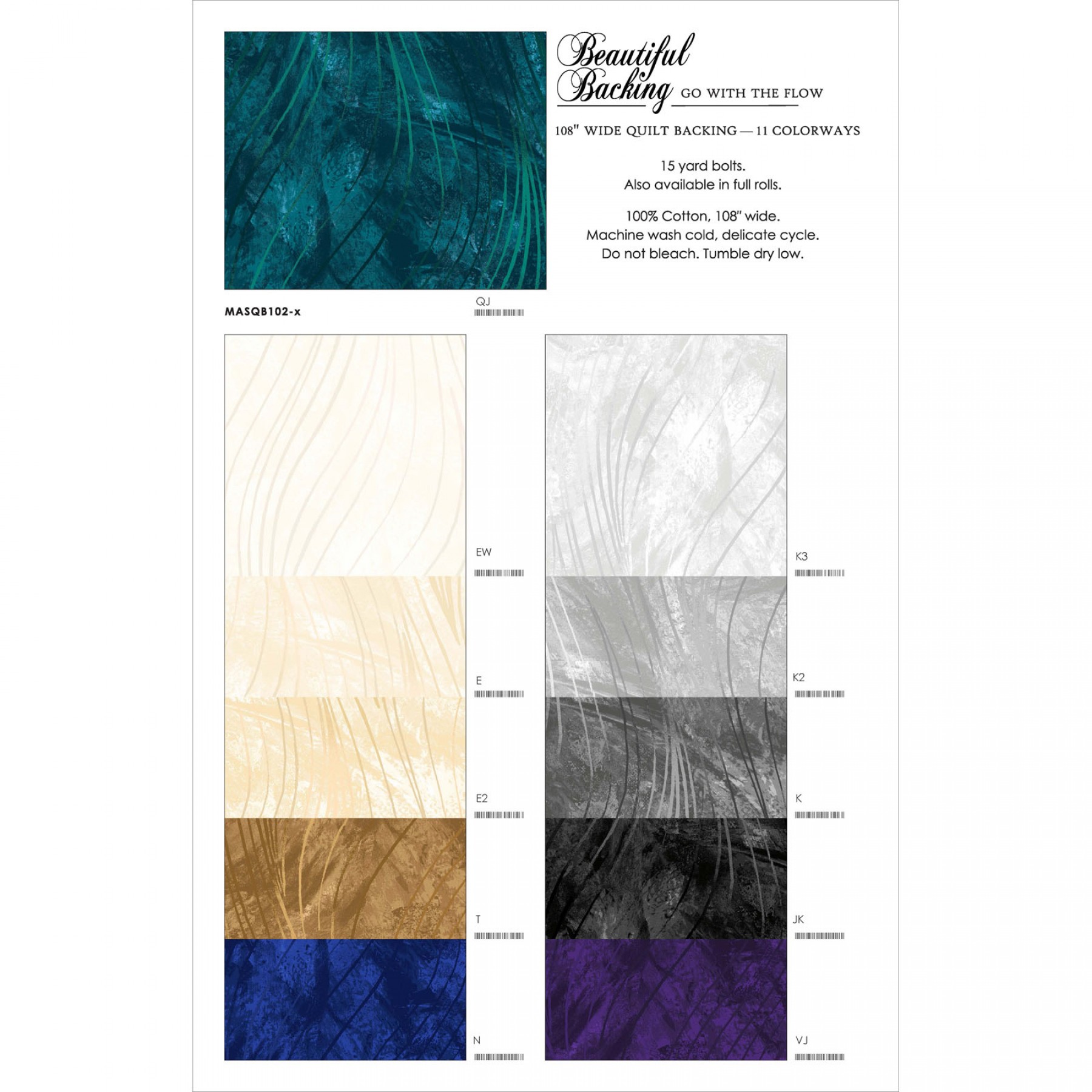 108" Beautiful Backing Color Card | EE Schenck Company