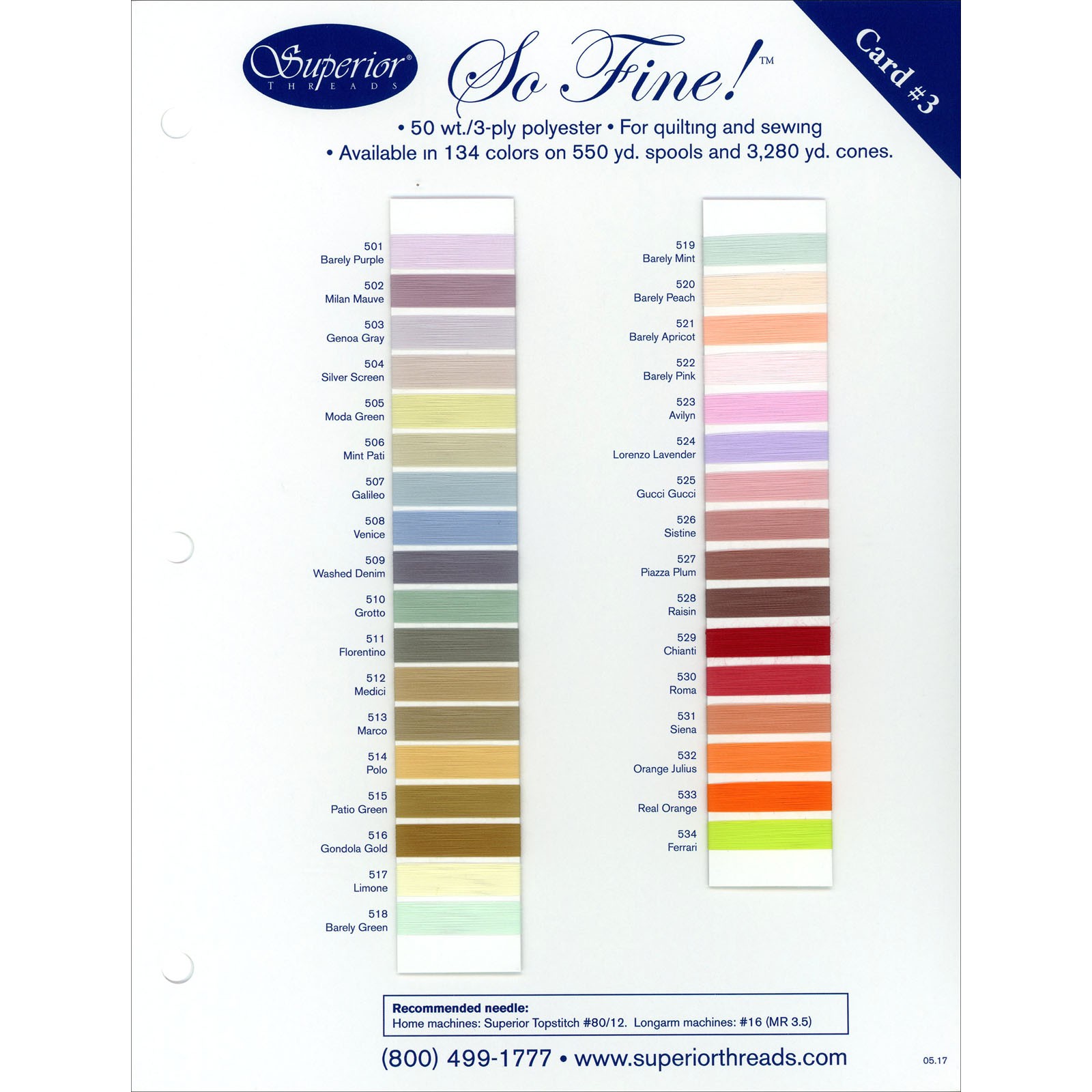 Superior Threads Color Card | EE Schenck Co.