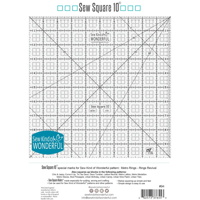 Sew Square 10" Ruler | EE Schenck Company