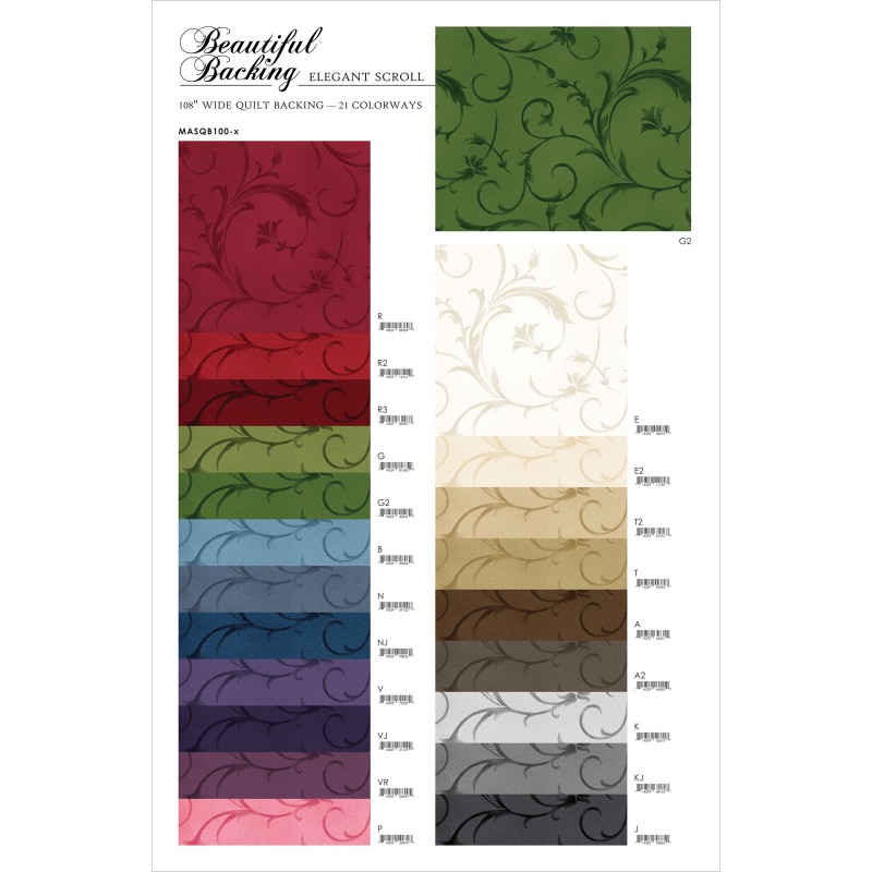 108" Beautiful Backing Color Card | EE Schenck Company